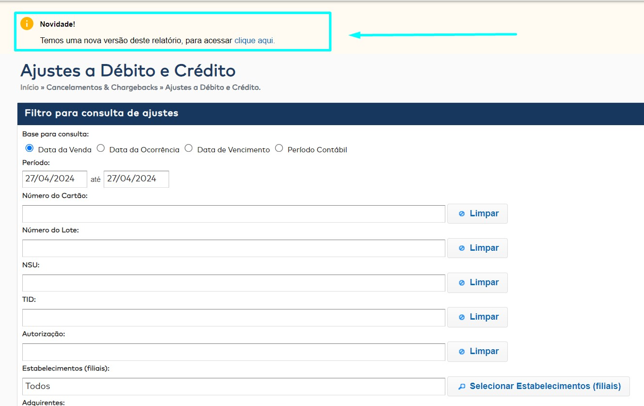 Ajuste Débito/Crédito – Equals Business